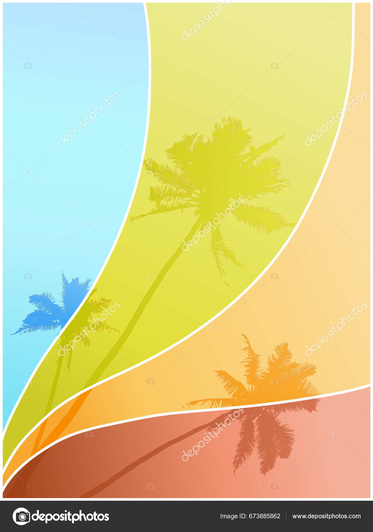 Tropical Palm Trees Sun Vector Background Stock Vector by ...