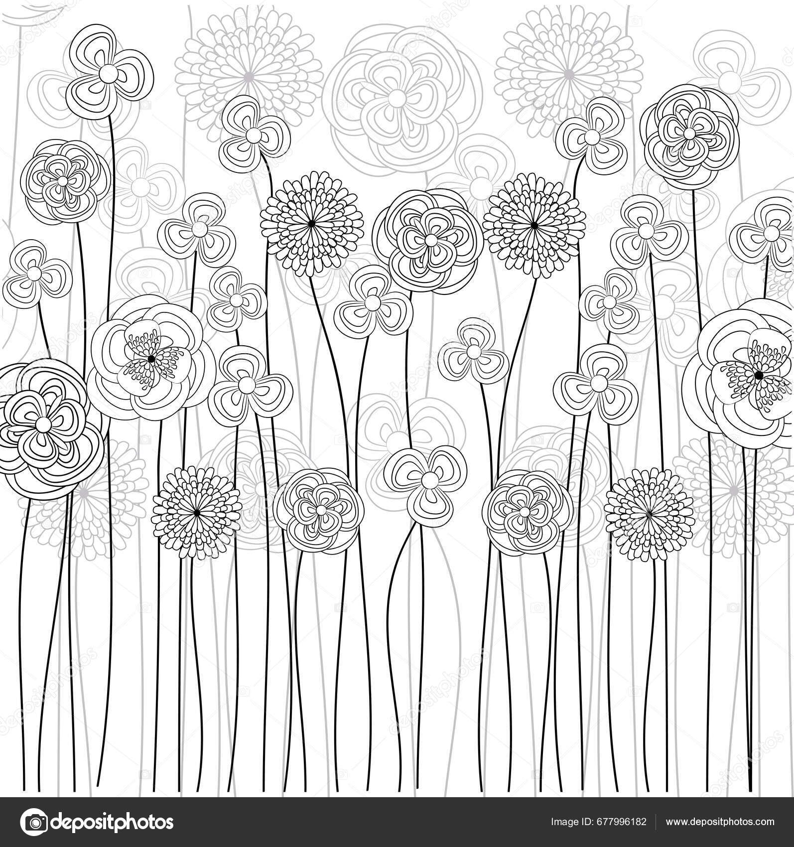 Vector Set Hand Drawn Flowers Floral Pattern Stock Vector by ...