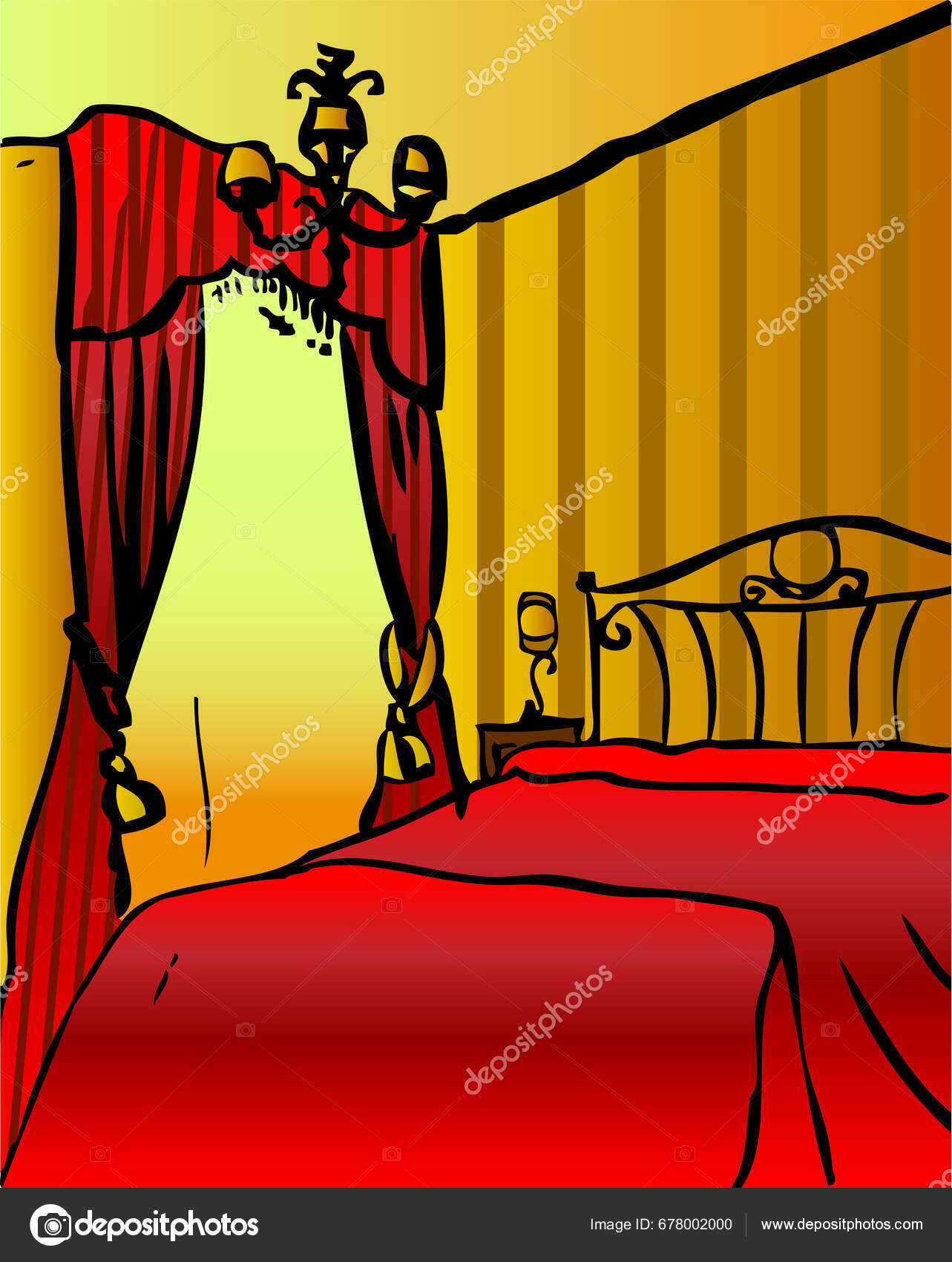 Red Bed Room Stock Vector by ©DesignPicsInc 678002000