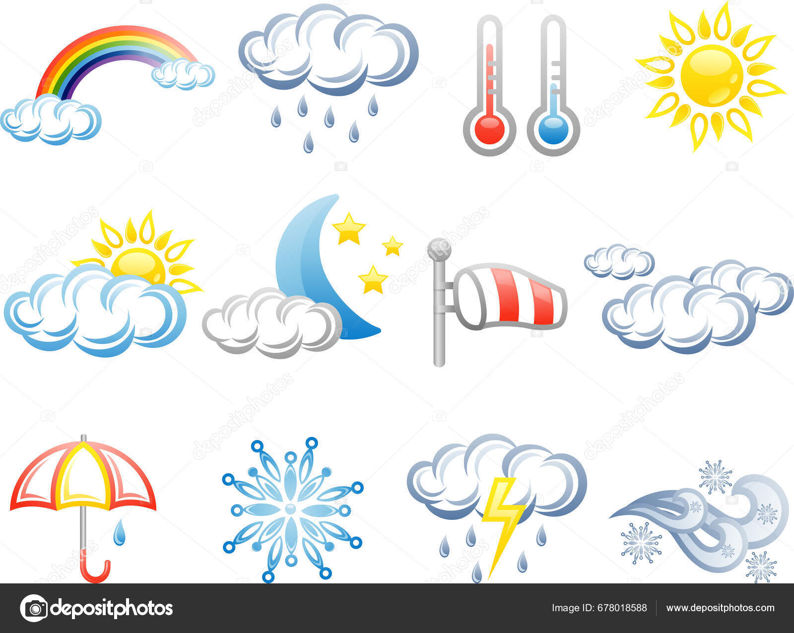 Weather Icons Set Cartoon Set Weather Vector Icons Web Any Stock Vector ...