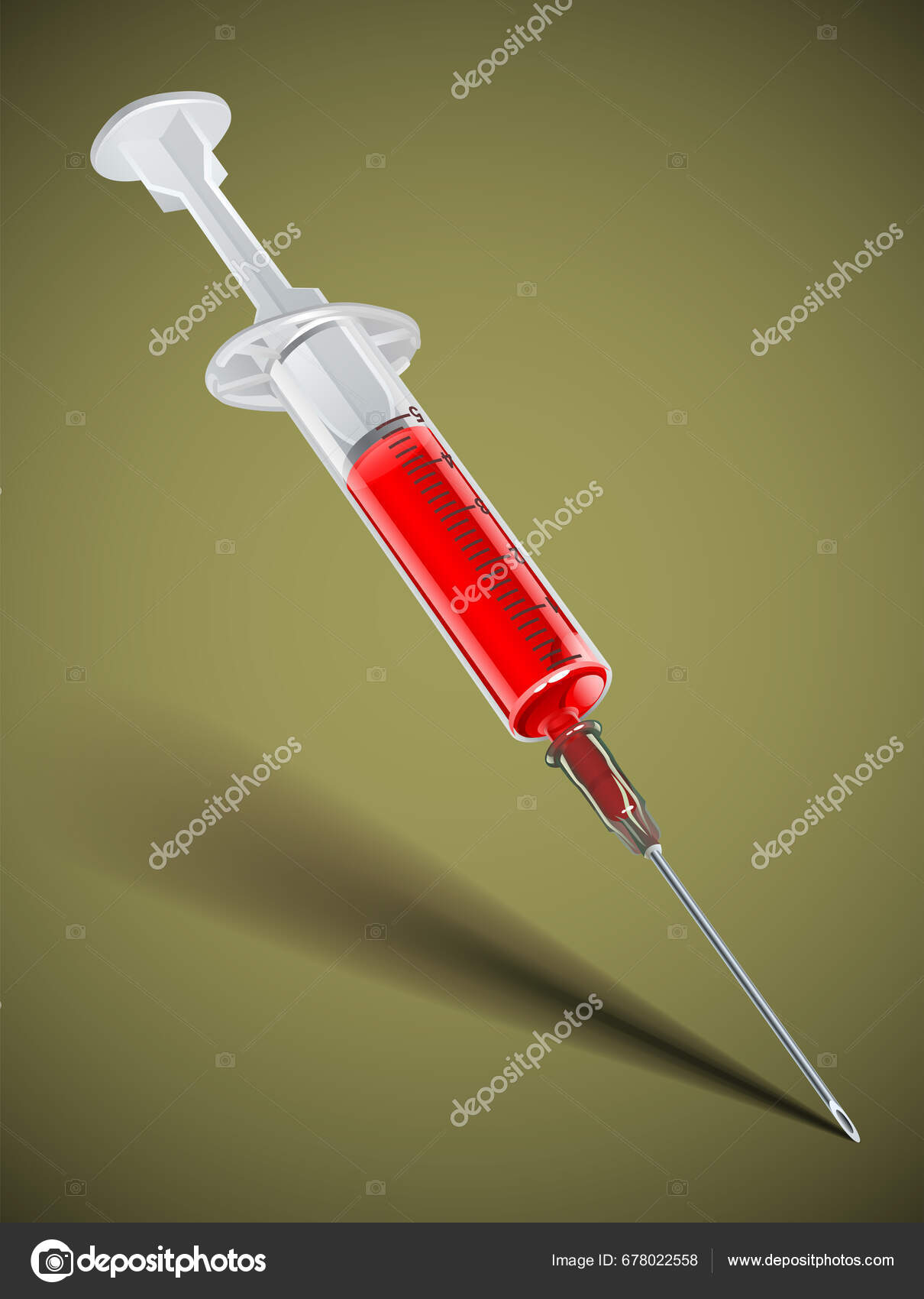 Syringe Blood Isolated Green Background Render Illustration Stock ...