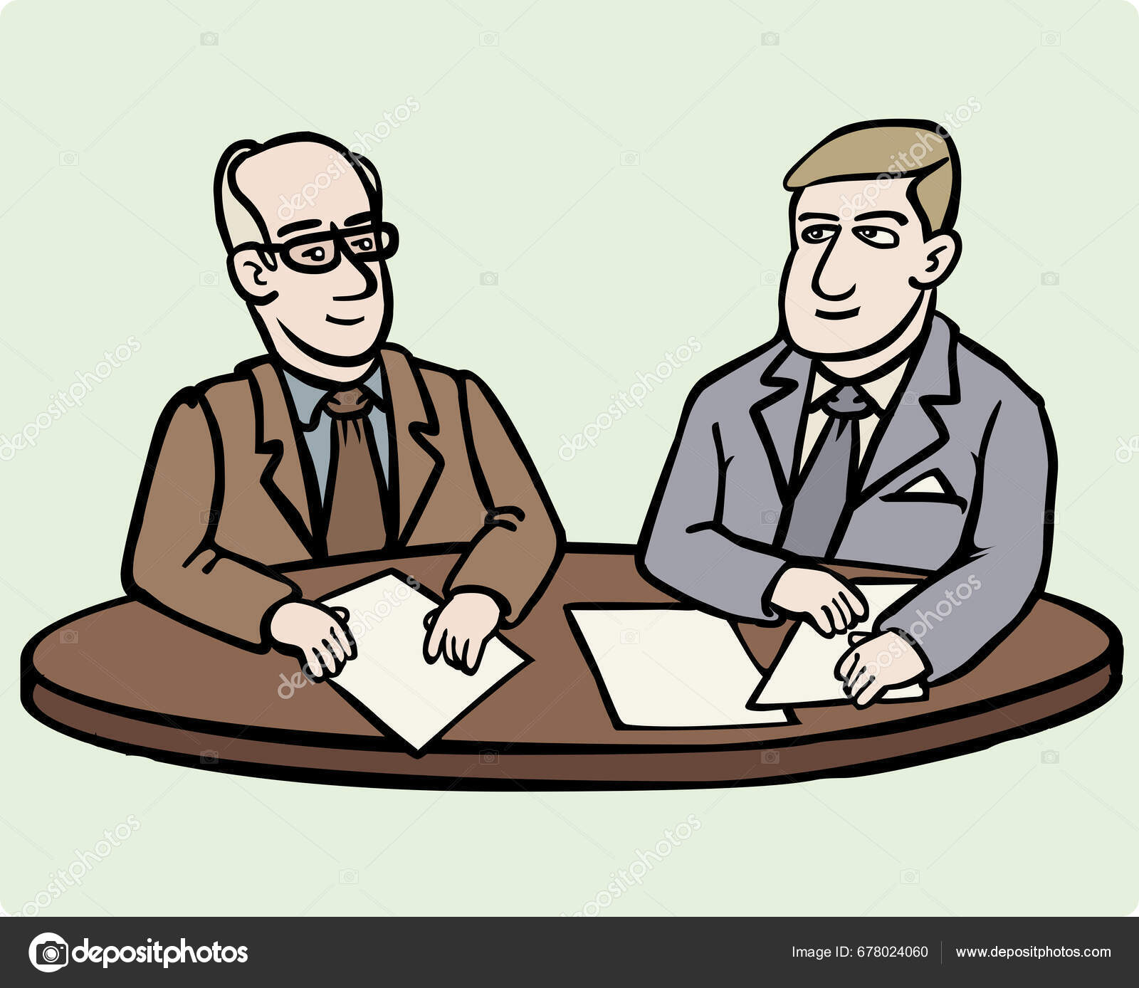 Two Men Sitting Table Talking Vector Illustration Cartoon Character ... Two Men Sitting Table Talking Vector Illustration Cartoon Character ...