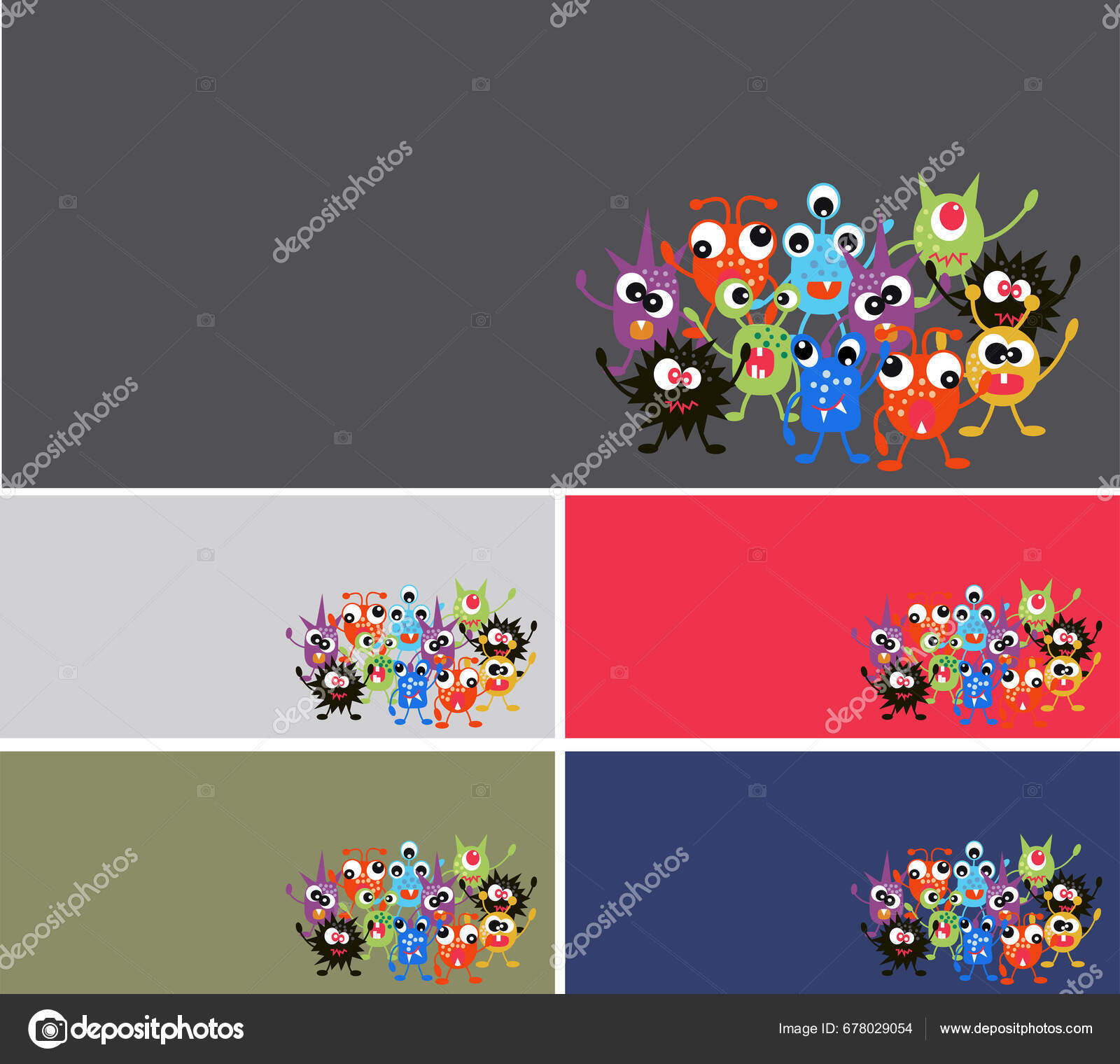 Set Funny Monsters Vector Stock Vector By ©designpicsinc 678029054