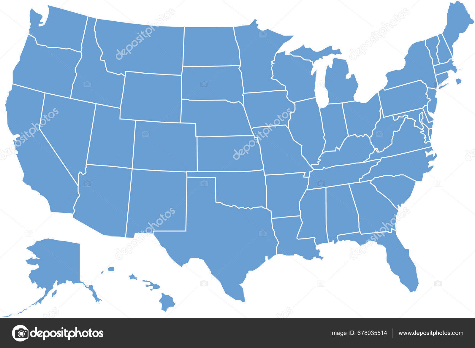 Map Usa Blue Highlighted Stock Vector by ©DesignPicsInc 678035514