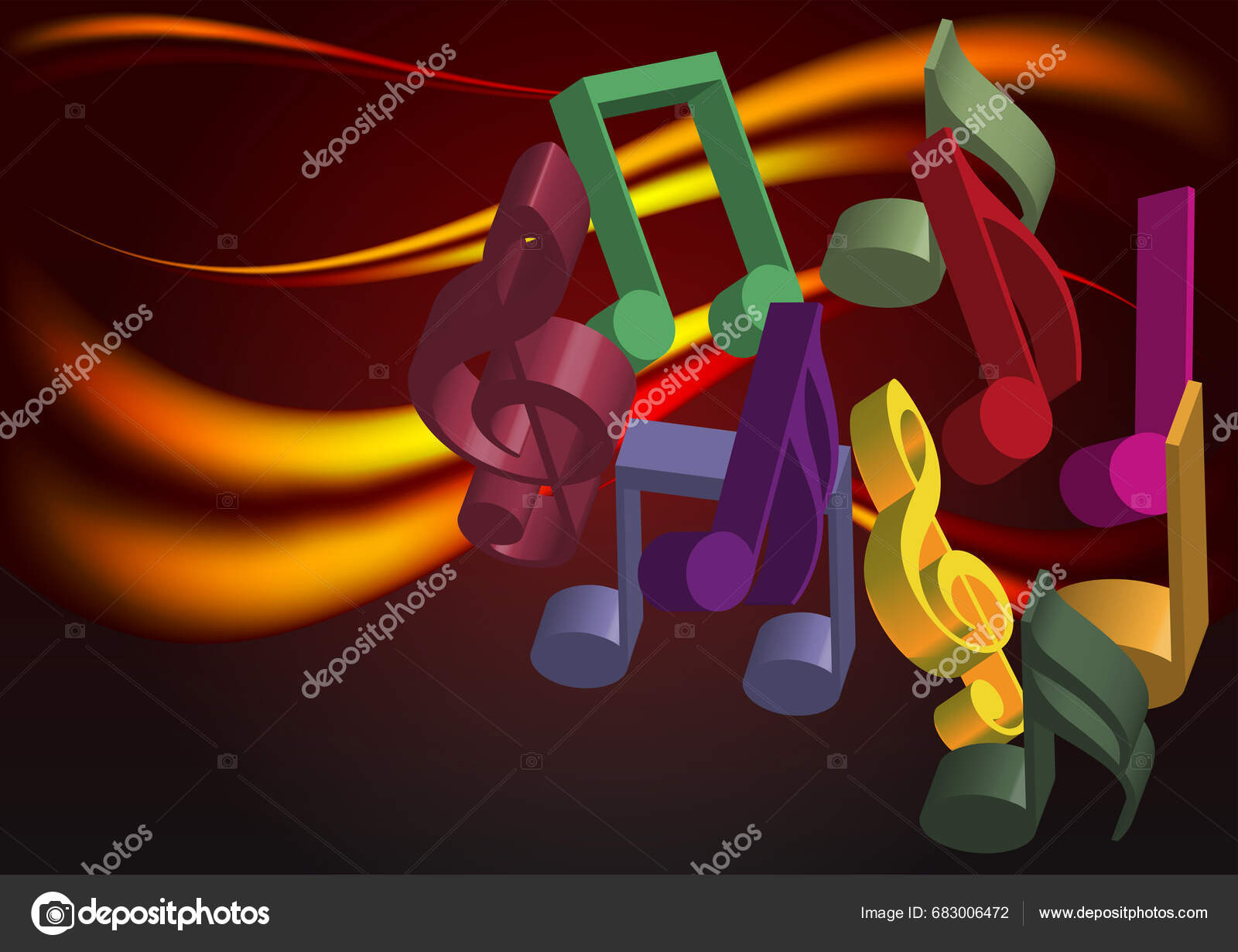 Musical Notes Dark Background Vector Illustration Stock Vector by ...