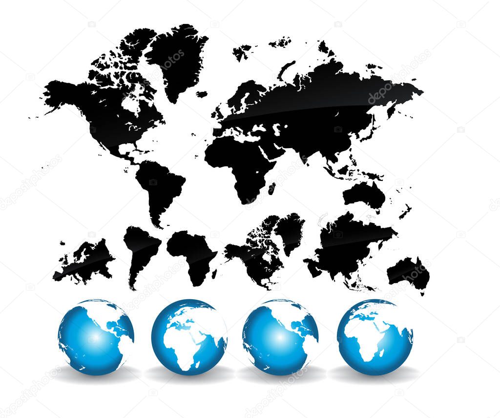 Mapa Del Globo Con Mapa Del Mundo Vector de stock por ©DesignPicsInc ...