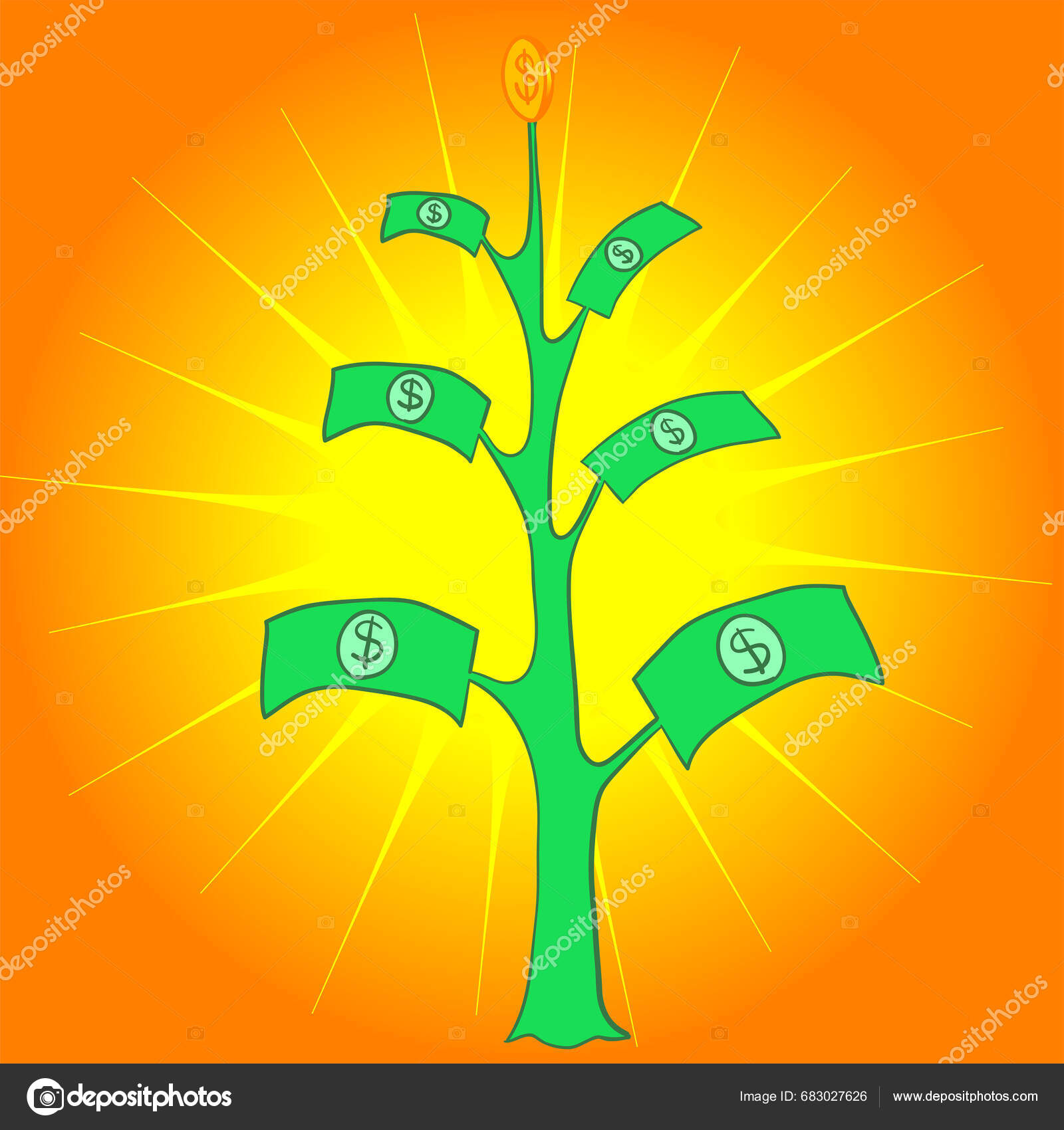 Money Tree Dollar Sign Vector Illustration Stock Vector by ...