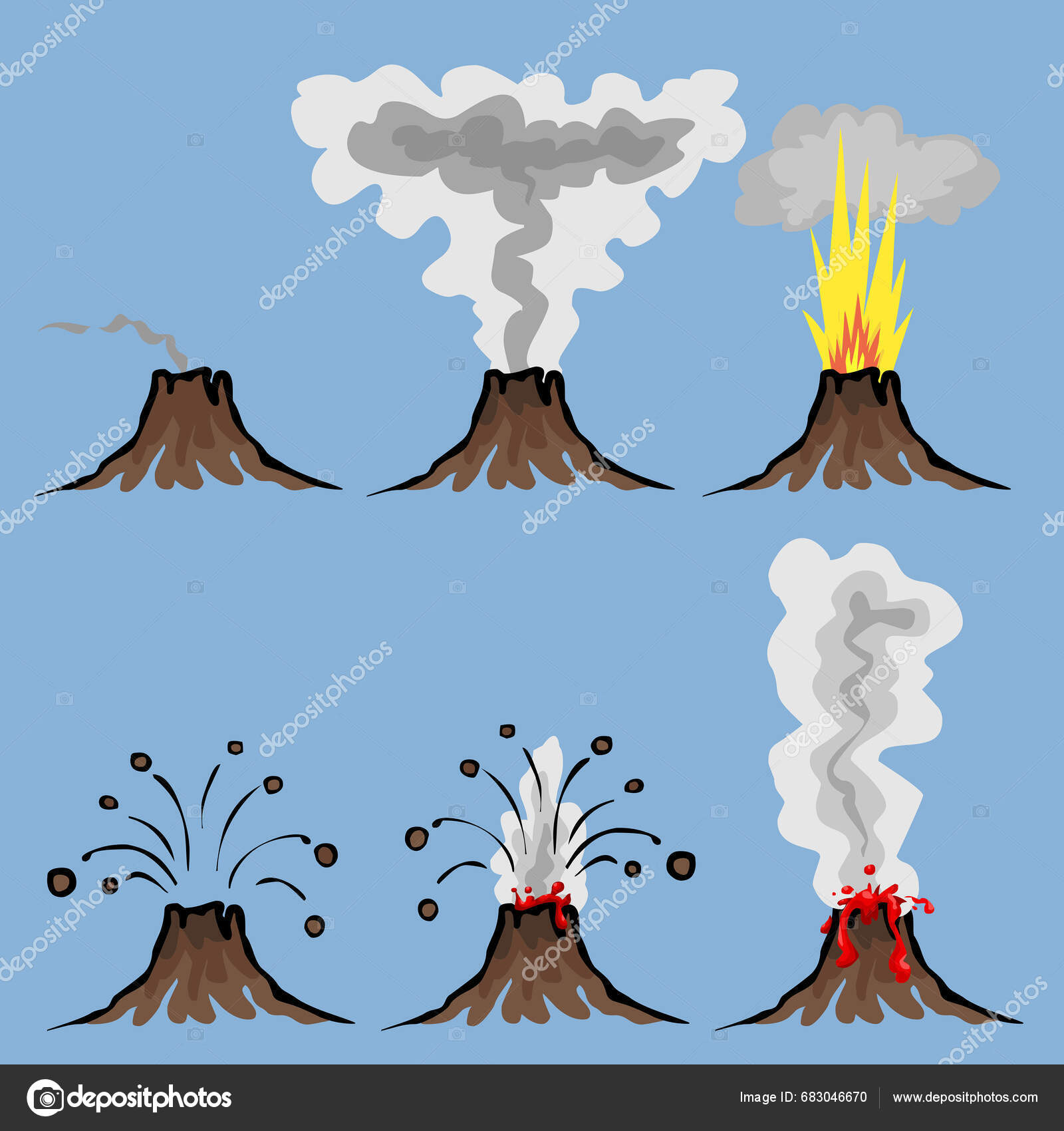 Volcano Icons Set Vector Stock Vector Image 53938033