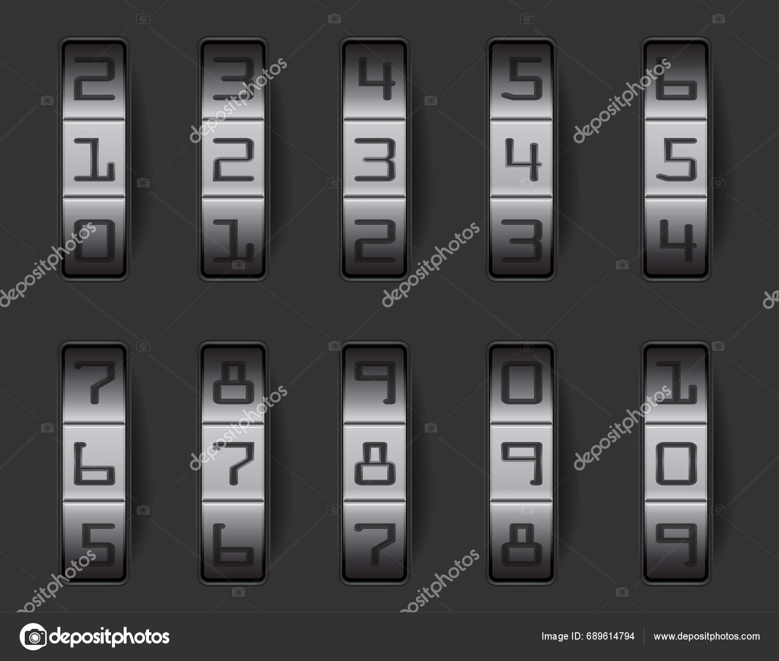 Conjunto Números Botones Transparentes Vector de stock #689614794 de ...