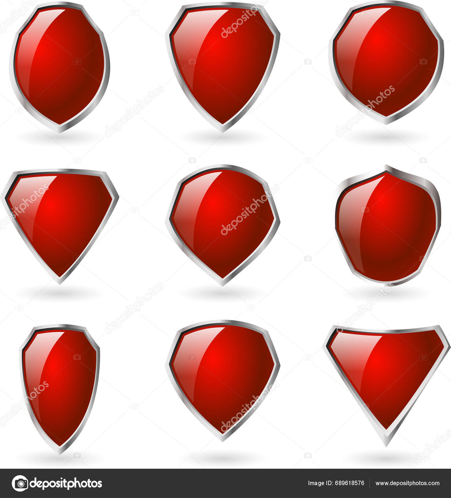 Red Shields Icons Set Stock Vector By ©designpicsinc 689618576