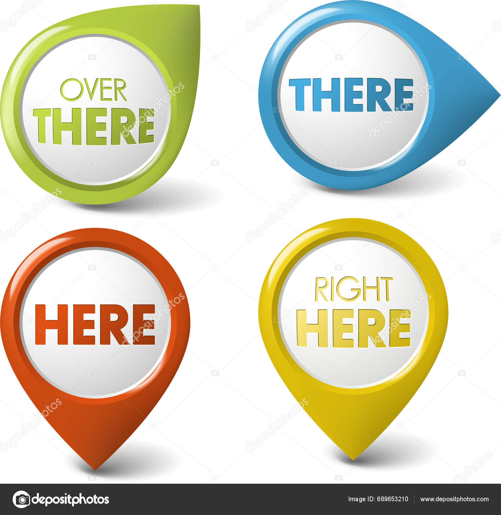 Here Here Signs Stock Vector by ©DesignPicsInc 689653210