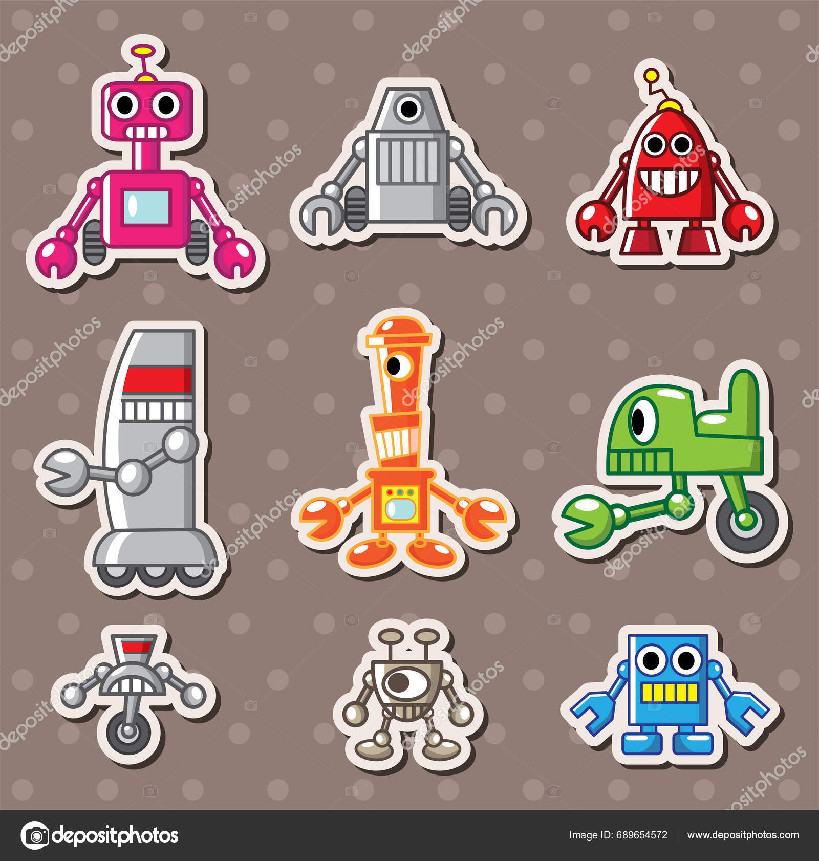 Sticker Set Robots Vector Cartoon Illustration Stock Vector by ...