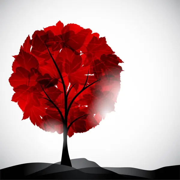 Paisajes arbol rojo y negro Imágenes Vectoriales, Gráfico Vectorial de ...