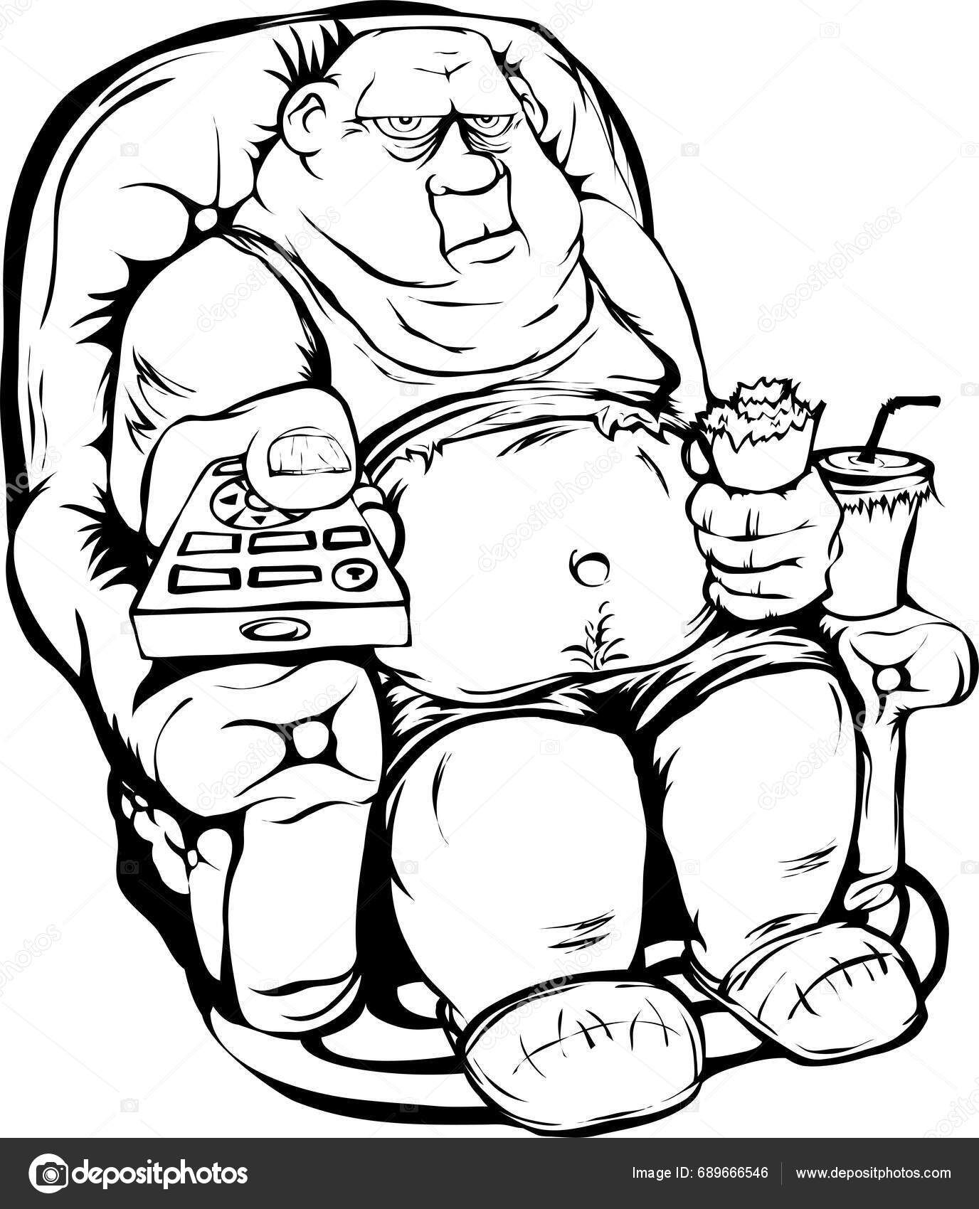 Illustration Fat Man Eating Food Stock Vector by ©DesignPicsInc 689666546