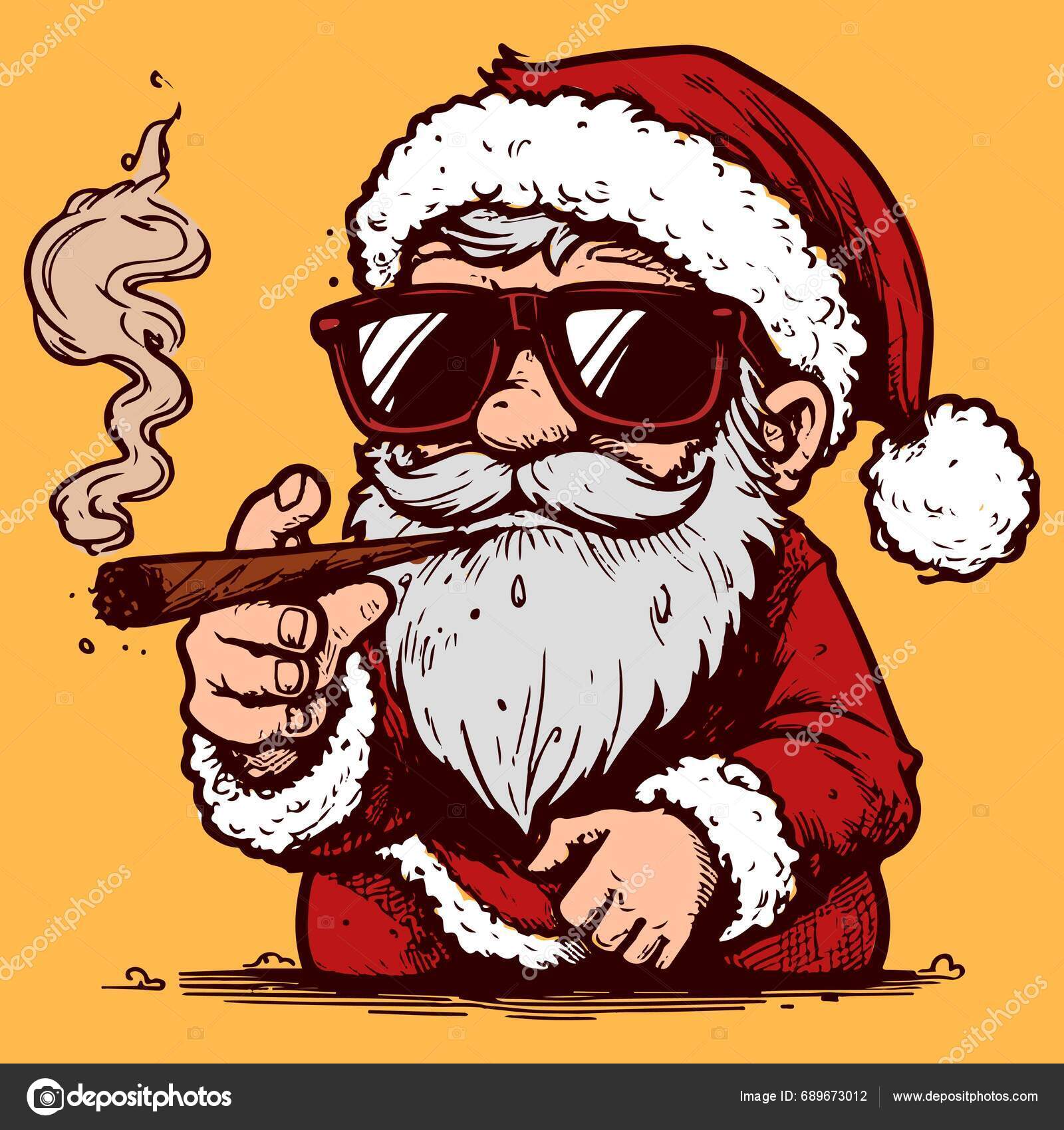 Illustration Cartoon Santa Claus Red Clothes Smoking Cigarette Mascot ...