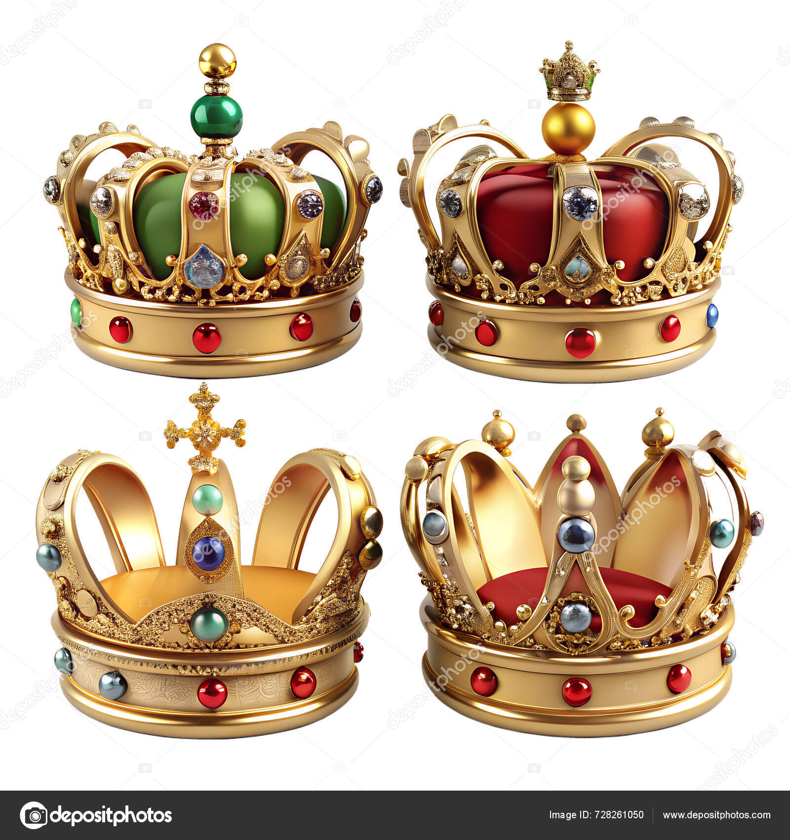 Different Crowns Visible Picture Each Crown Decorated Luxurious Jewels ...