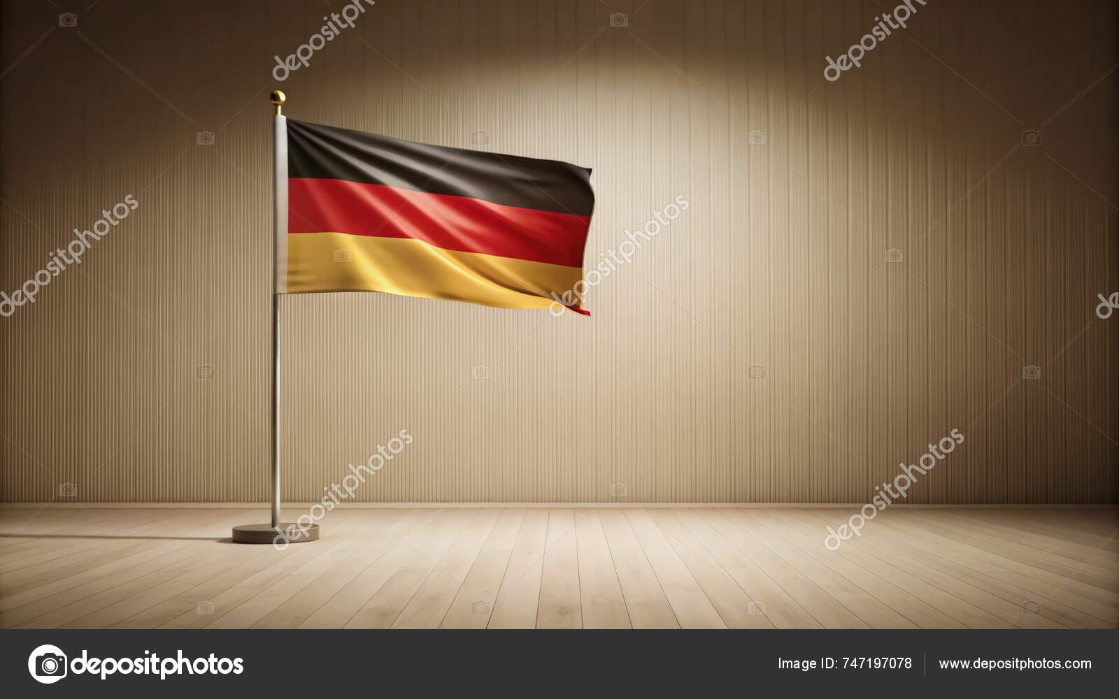 German Flag Flowing Pole Room Wood Panel Walls — Stock Photo © arri ...