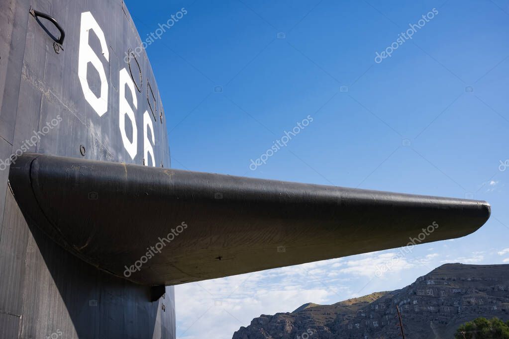 Arco, ID, USA, Jun 28, 2022:The Devil Boat is the sail of the submarine ...