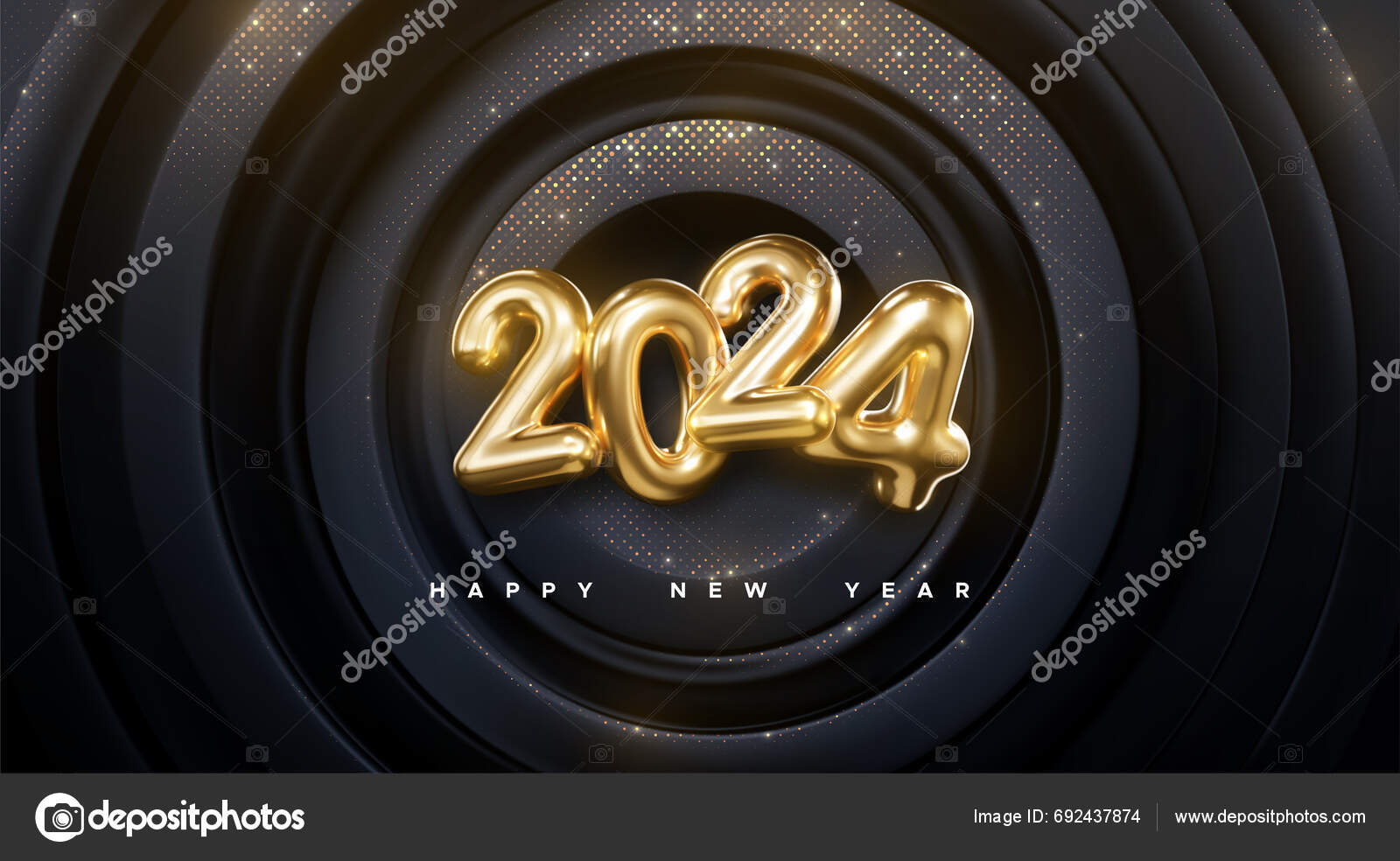 Happy New 2024 Year Vector Holiday Illustration Golden Numbers 2024 Stock Vector by ©maximmmmum ...
