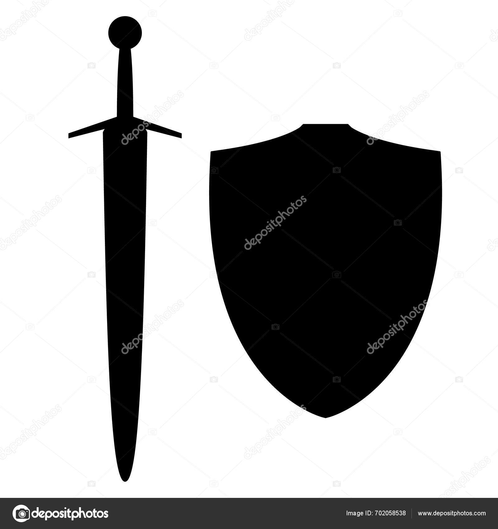 Sword Shield Icon Silhouette Vector Illustration Isolated White Background Stock Vector by ©R-K ...