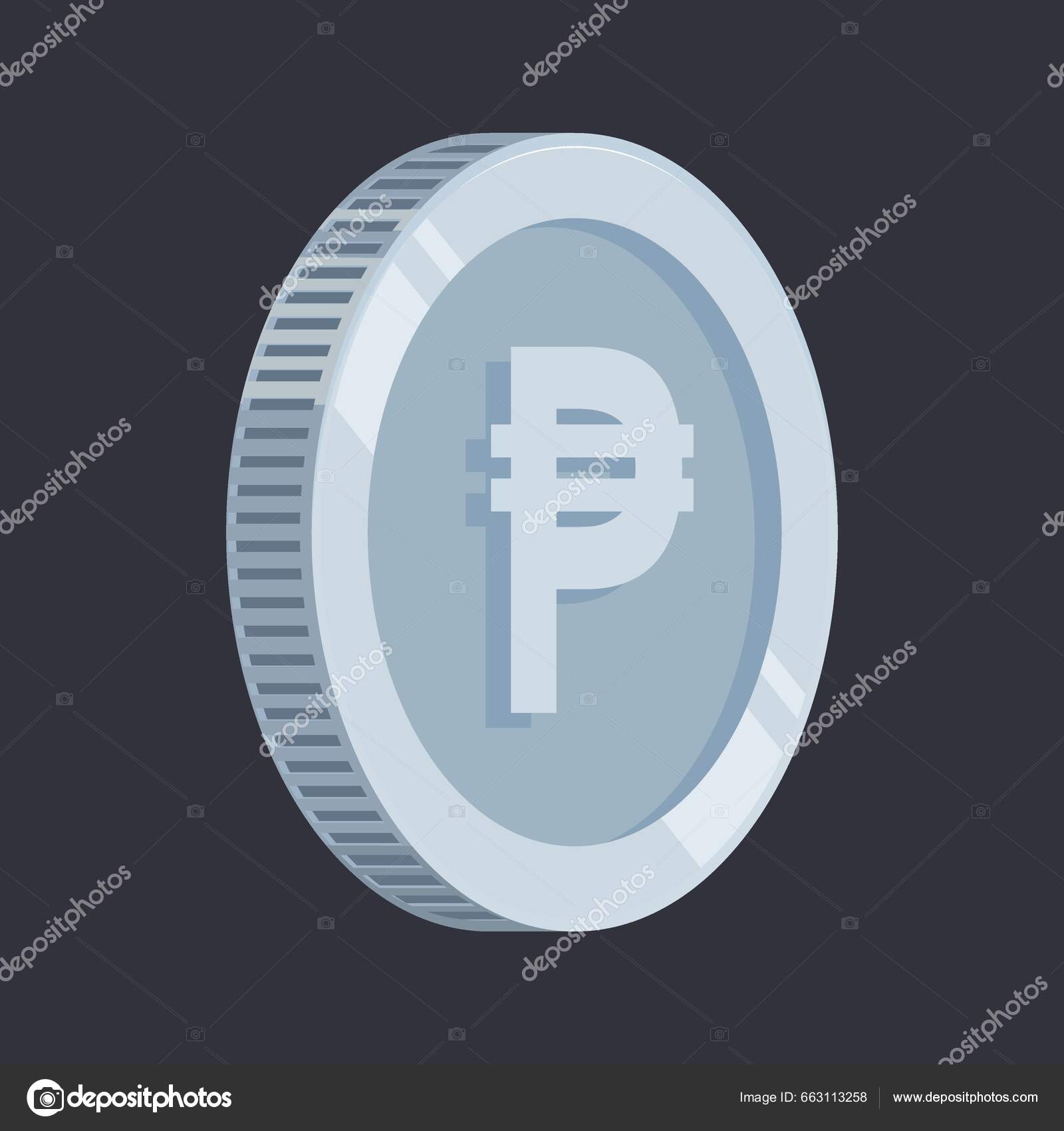 Peso Moneda Plata Filipina Dinero Estaño Php Vector Vector de stock ...