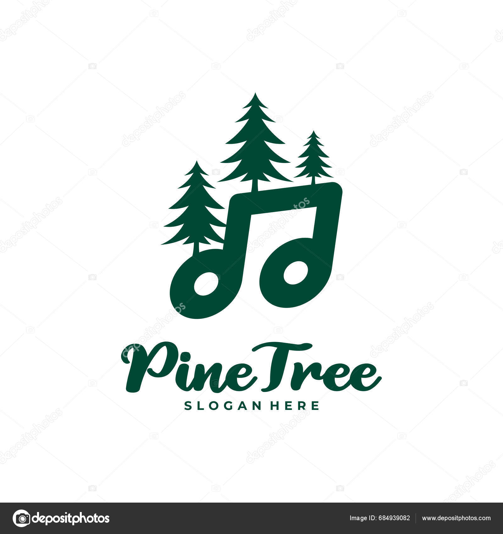 Pine Tree Note Music Logo Design Vector Creative Pine Tree Stock Vector ...
