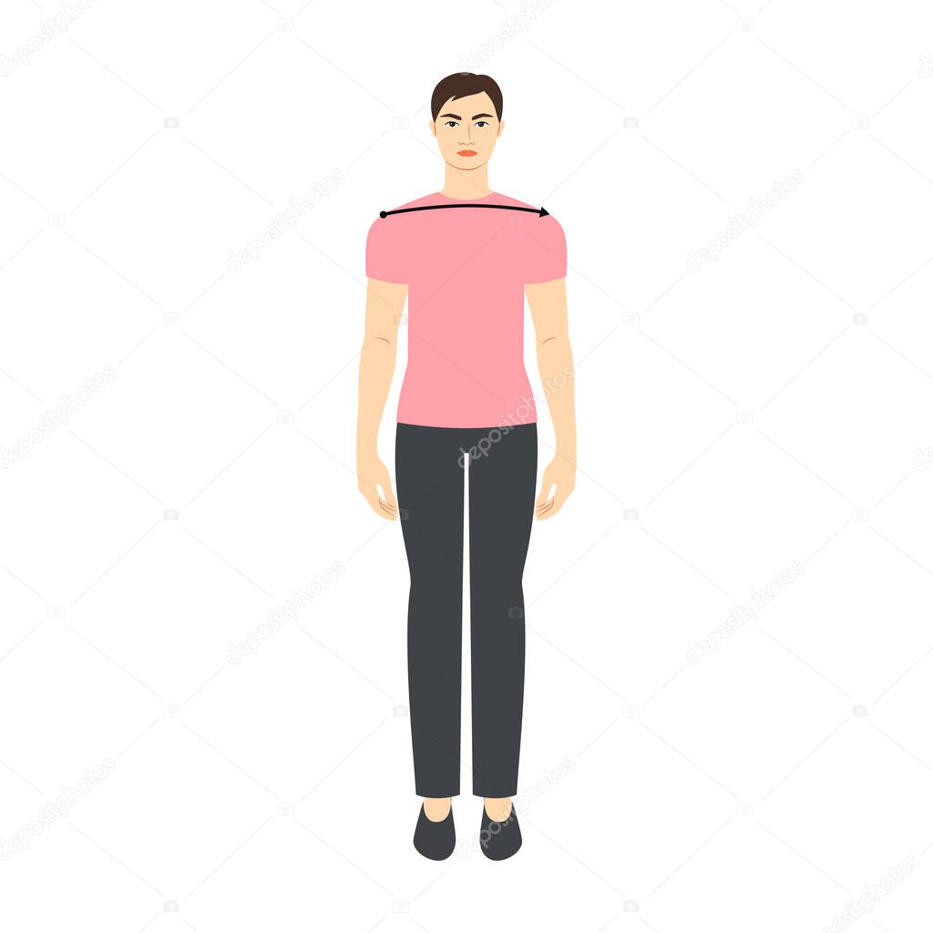 Hombres para hacer cuerpo de medición de ancho de hombro con flechas ...