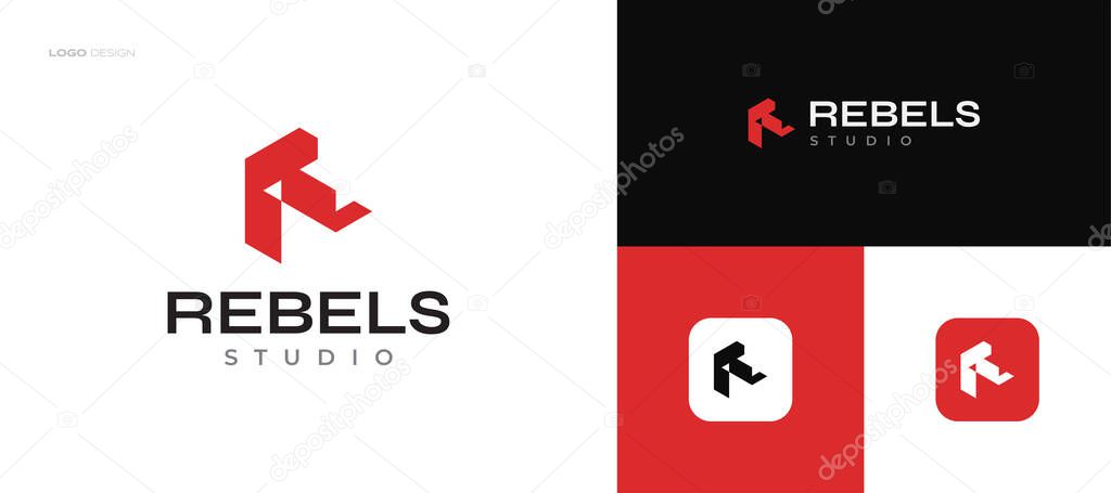 Red Letter R Diseño de Logo con Concepto Abstracto para la Identidad de ...