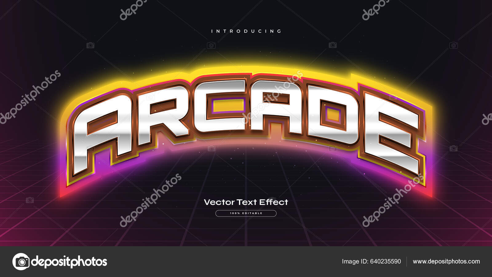 Editable Arcade Text Style Glowing Neon Effect Retro Text Effect Vector ...