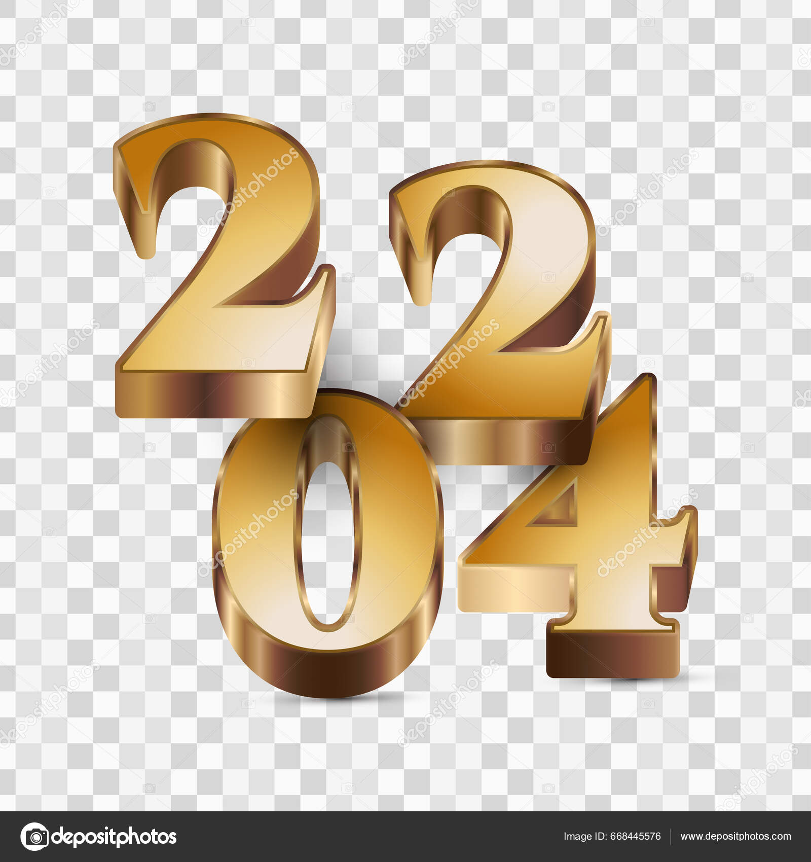 2024 Dalam Gaya Emas Dan Terisolasi Latar Belakang Transparan Selamat Vektor Stok oleh ©WzKz ...