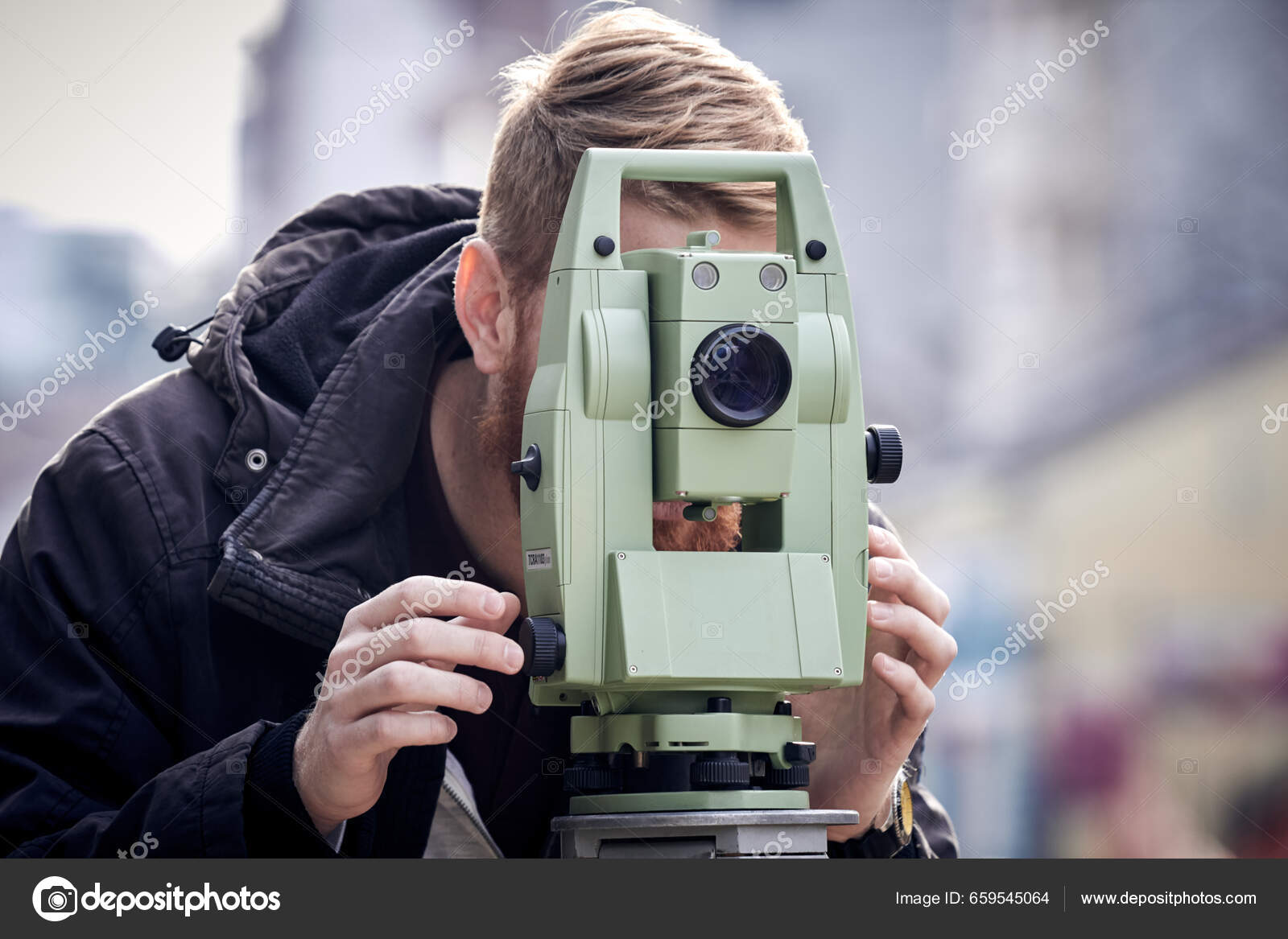 Theodolite Instrument Measuring Land Angles Construction Stock Photo by ...