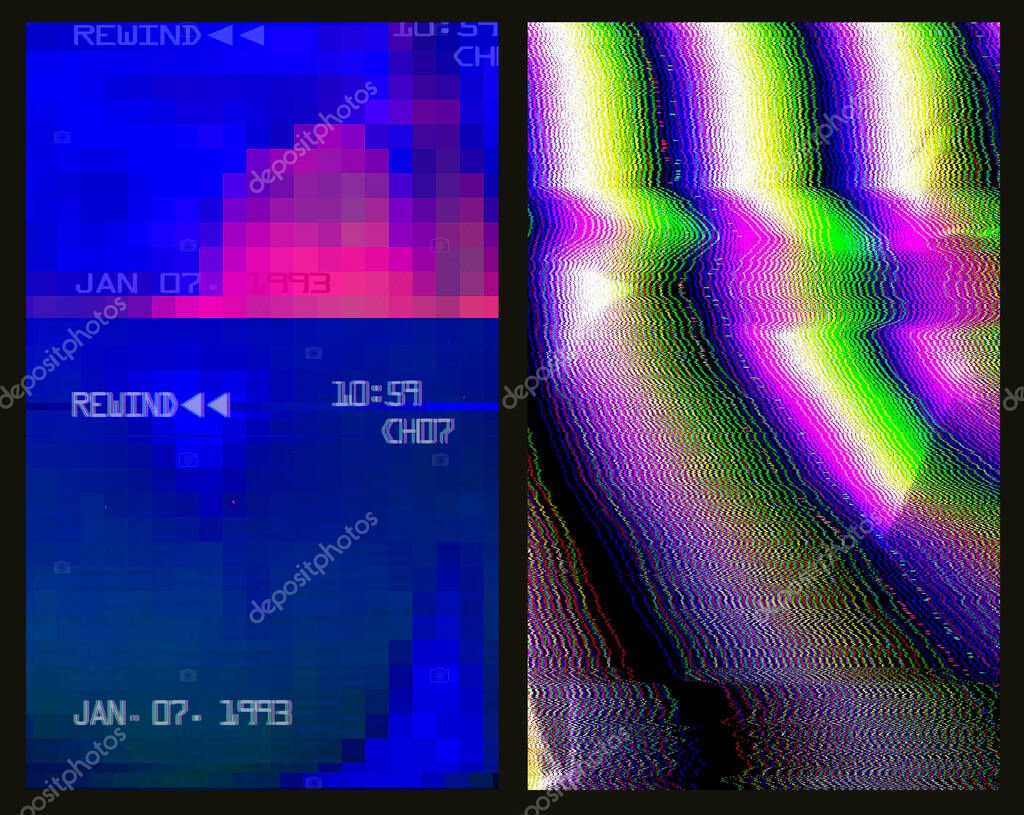 distorted rgb glitch, screen error, retro crt tv, scanlines background ...