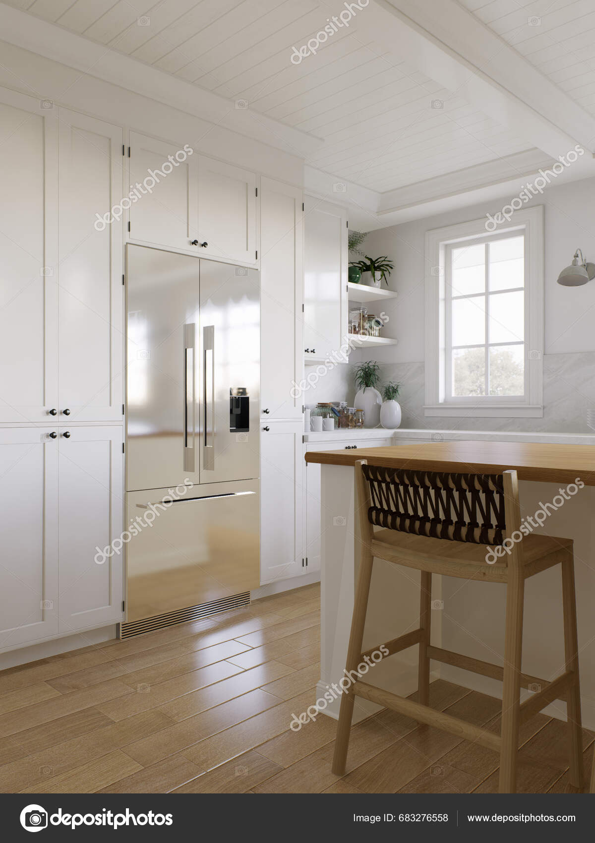 Large Metal Refrigerator Kitchen Stylish White Kitchen Traditional ...