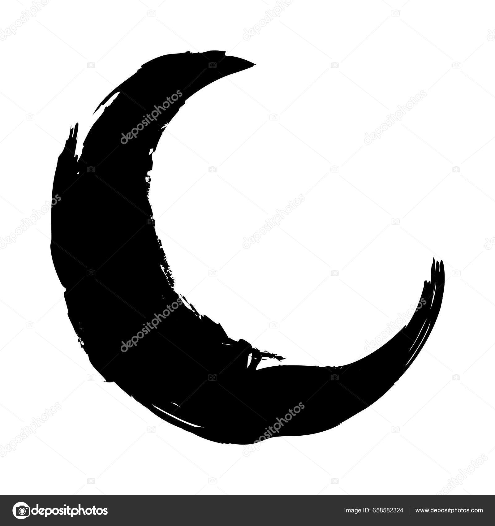Black Moon Grunge Brush Stroke Style Goth Moon Design Prints Stock ...