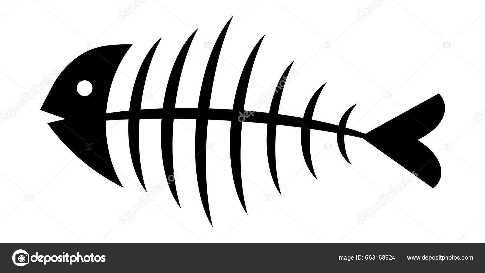 Fish Skeleton Icon Cartoon Fishbone Icon Vector Illustration Isolated ...