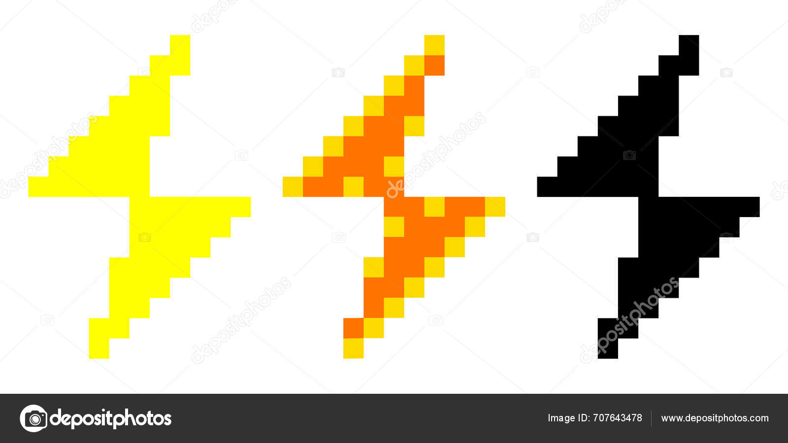 Image vectorielle Pixel Icône Rétro Éclair Bolt Symbole Tonnerre ...