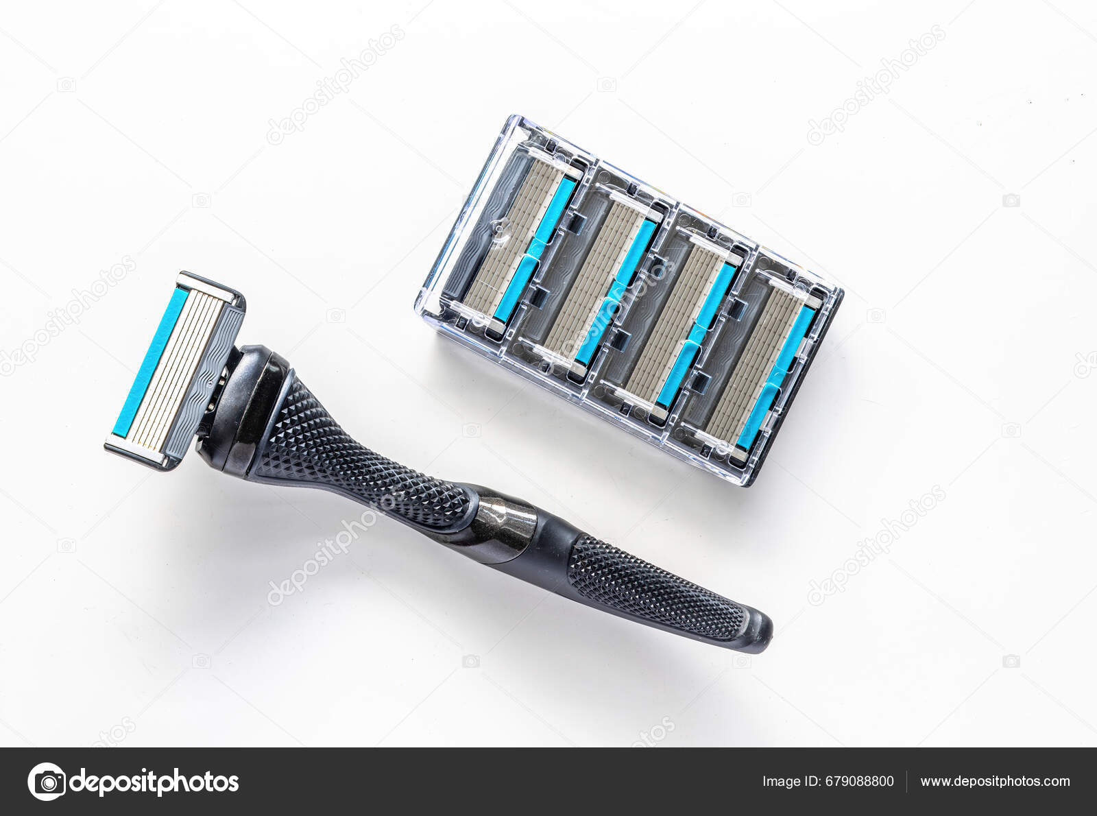 Razor Metal Handle Four Six Blade Razor Cartridges — Stock Photo ...