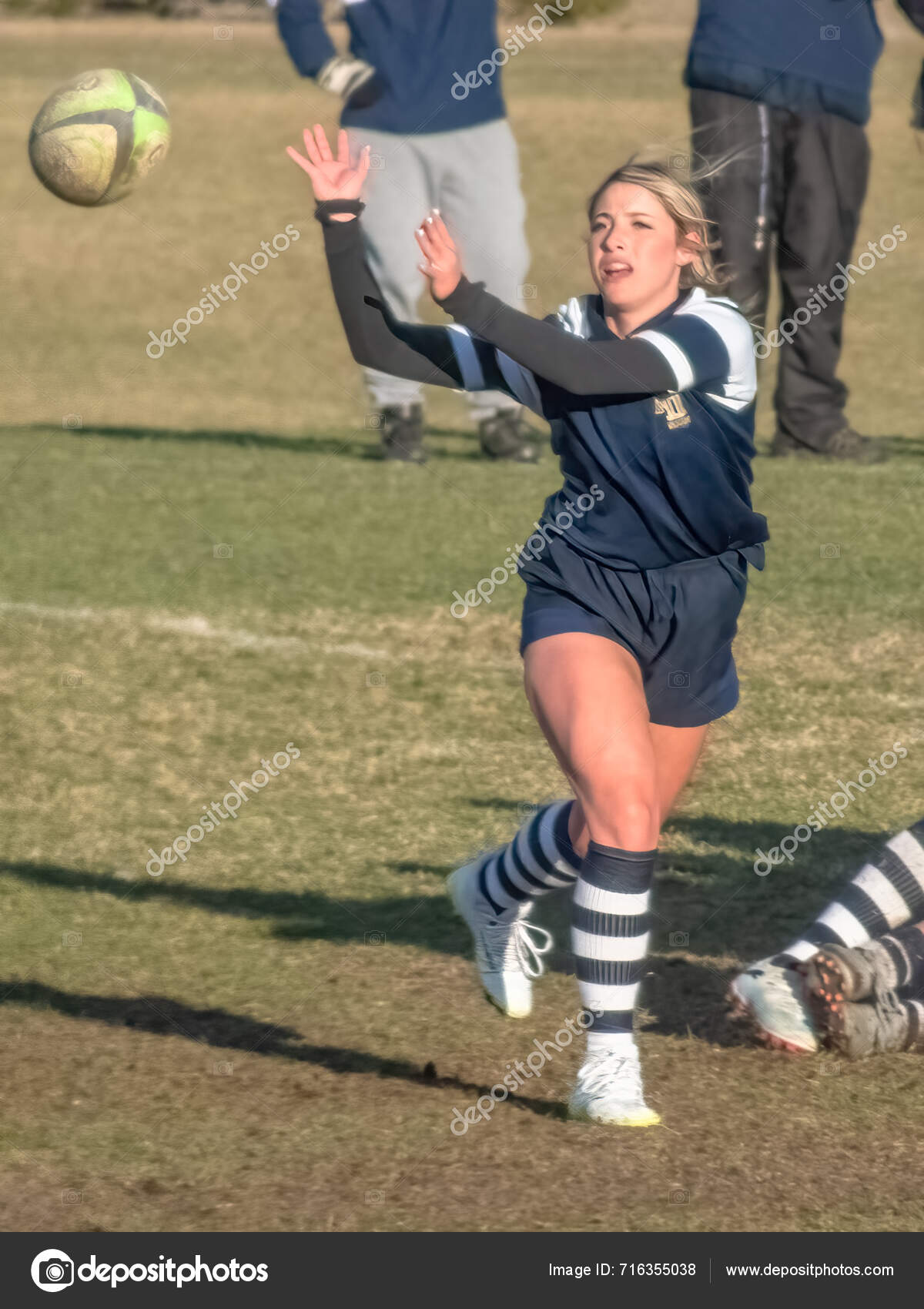 Calgary Alberta Canadá Abr 2024 Vista Vertical Partido Rugby Público ...