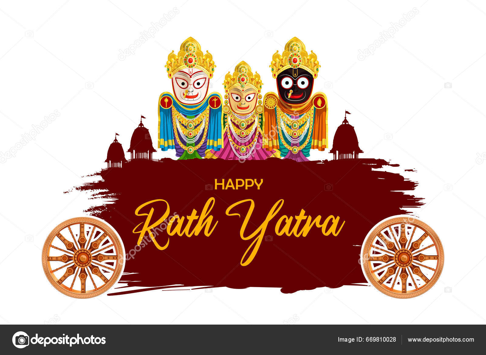 Easy Edit Vector Illustration Rath Yatra Lord Jagannath Festival ...