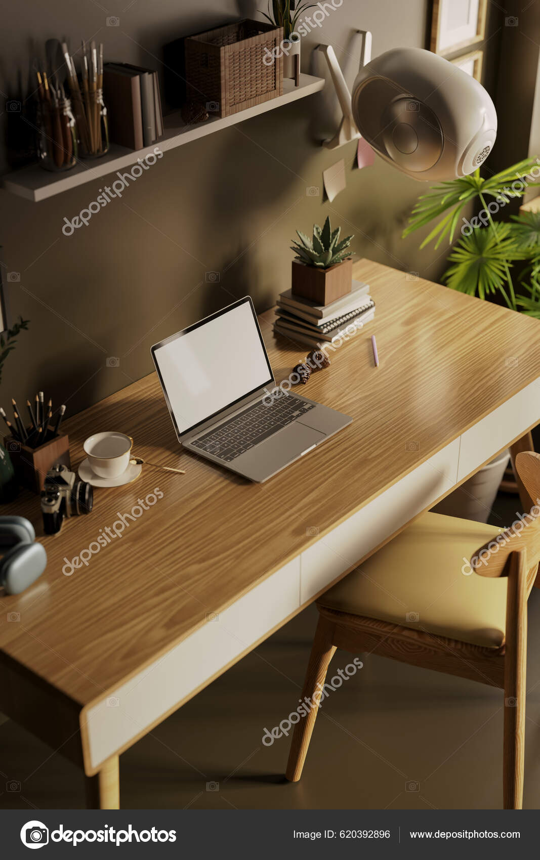 Study Room Interior Working Space Laptop Computer Working Table Office ...