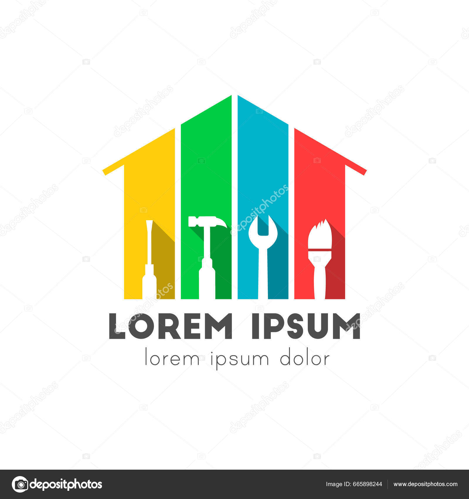 House Tools Concept Facility Management Logo Work Tool Icons Repair ...