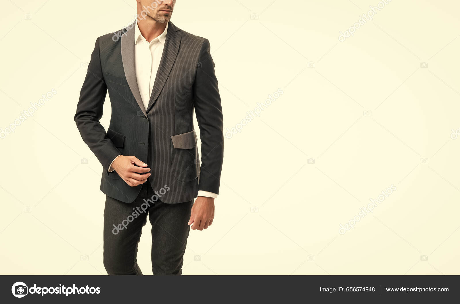 Cropped Man Suit Businessman Isolated White Background Copy Space Boss ...
