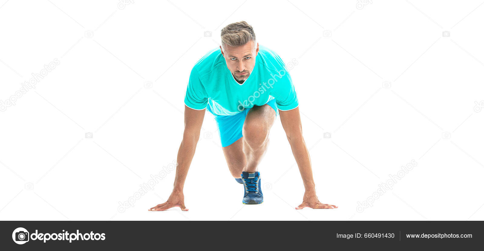 Start Line Runner Ready Race Runner Getting Ready Start Training ...