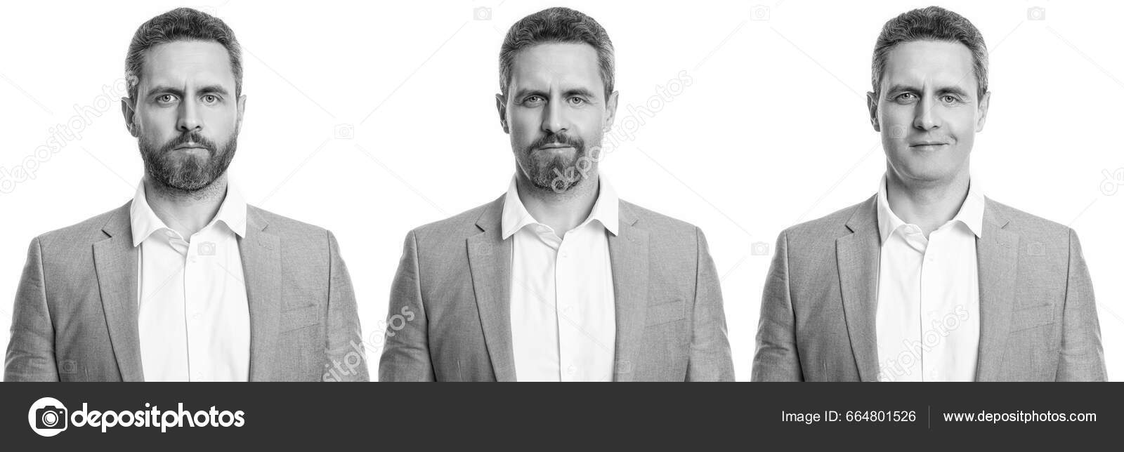 Image Man Face Stubble Collage Isolated White Man Face Stubble — Stock ...