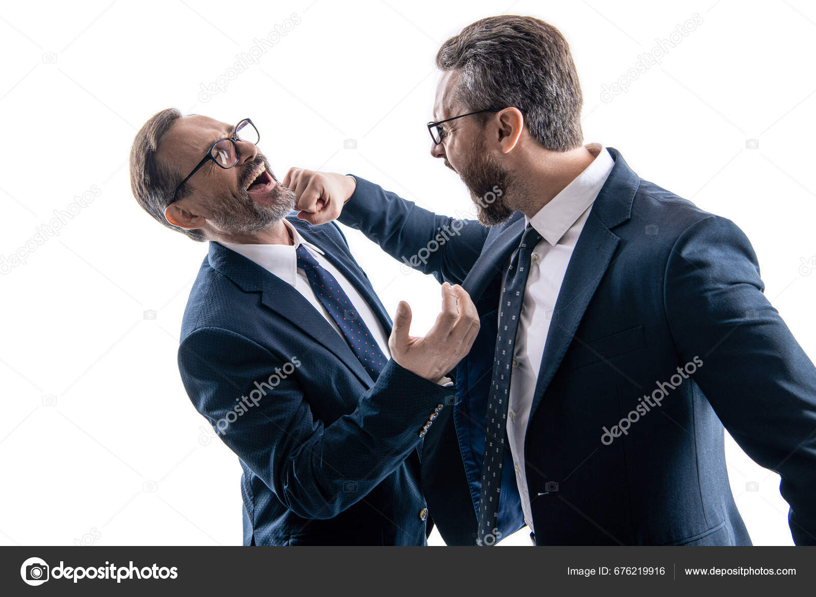 Two Businessmen Fighting Rivalry Isolated White Businessmen Having ...