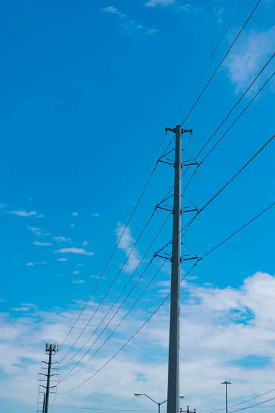 voltage transmission on electric tower. high voltage powerline ...