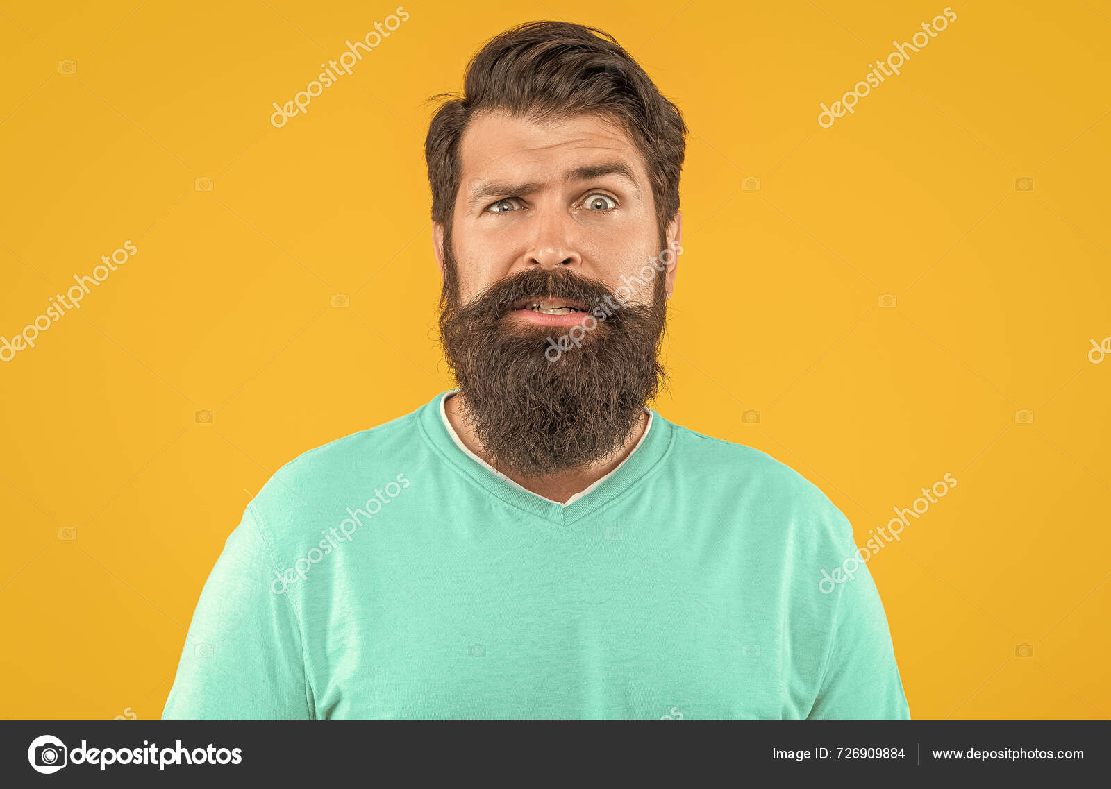 Portrait Scared Bearded Guy Background Portrait Bearded Guy Portrait ...