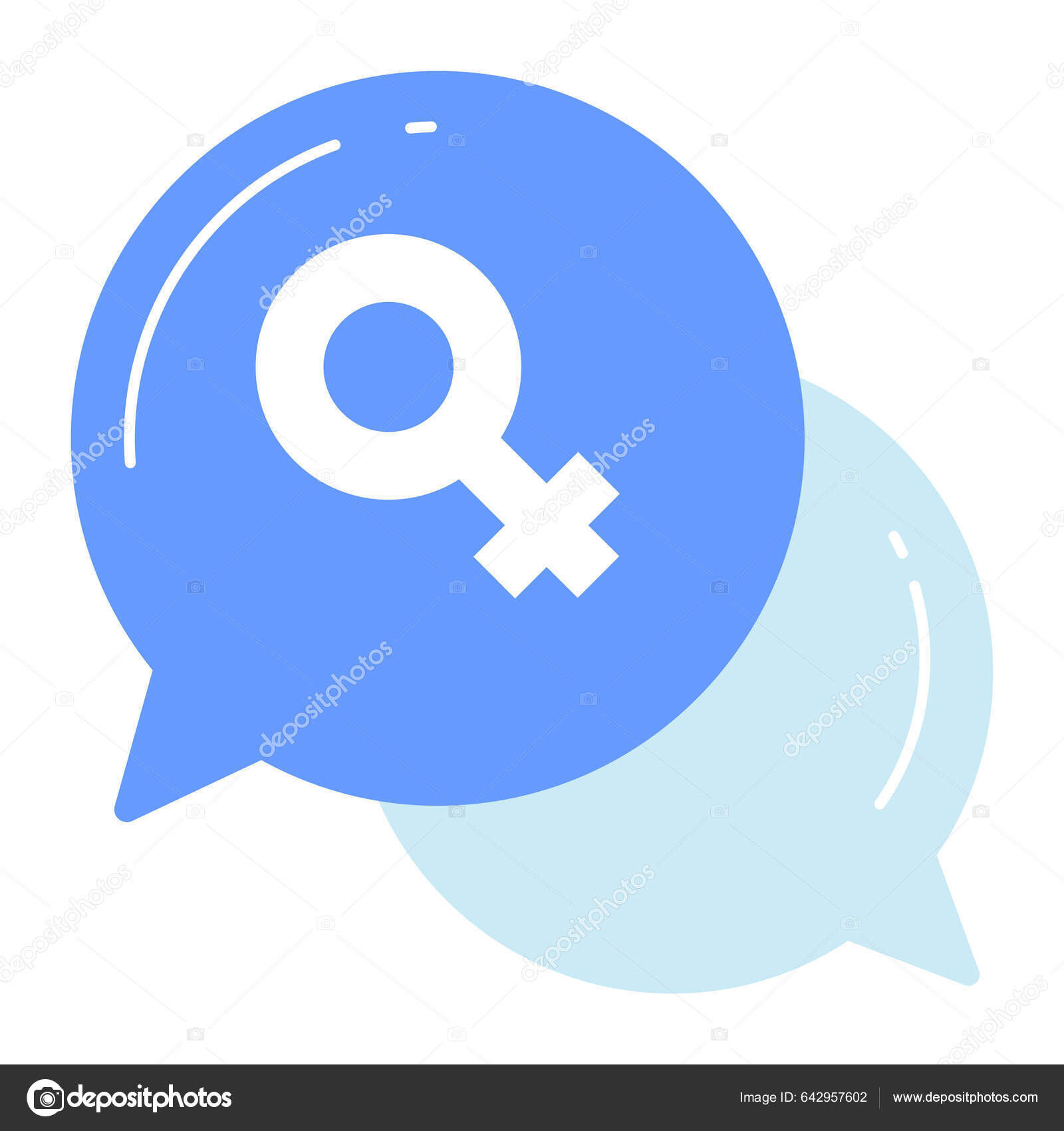 Chat Bubbles Female Symbol Showing Concept Women Day Chat Stock Vector ...