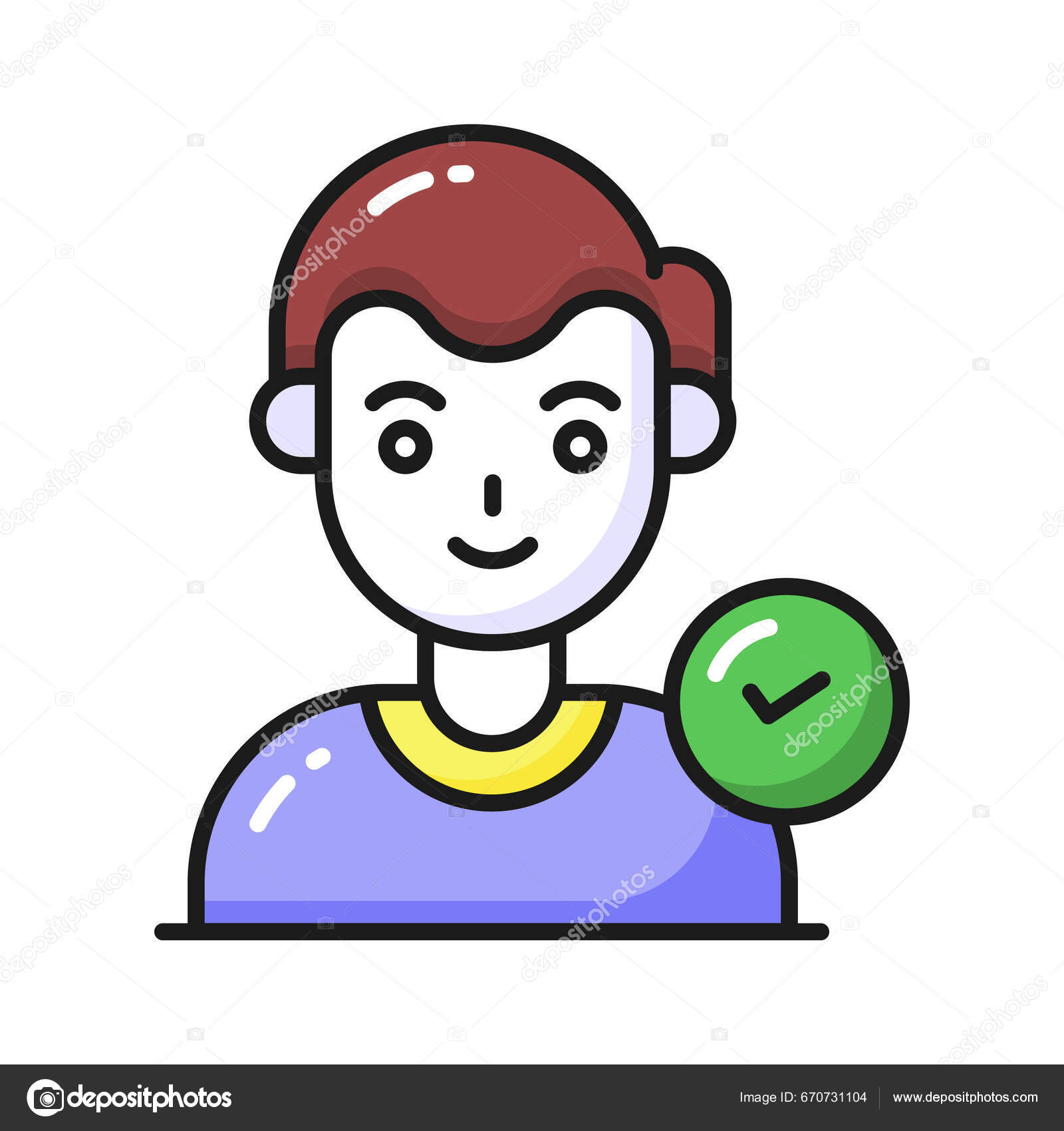Check Mark Human Avatar Well Designed Icon Authorized User Selected ...