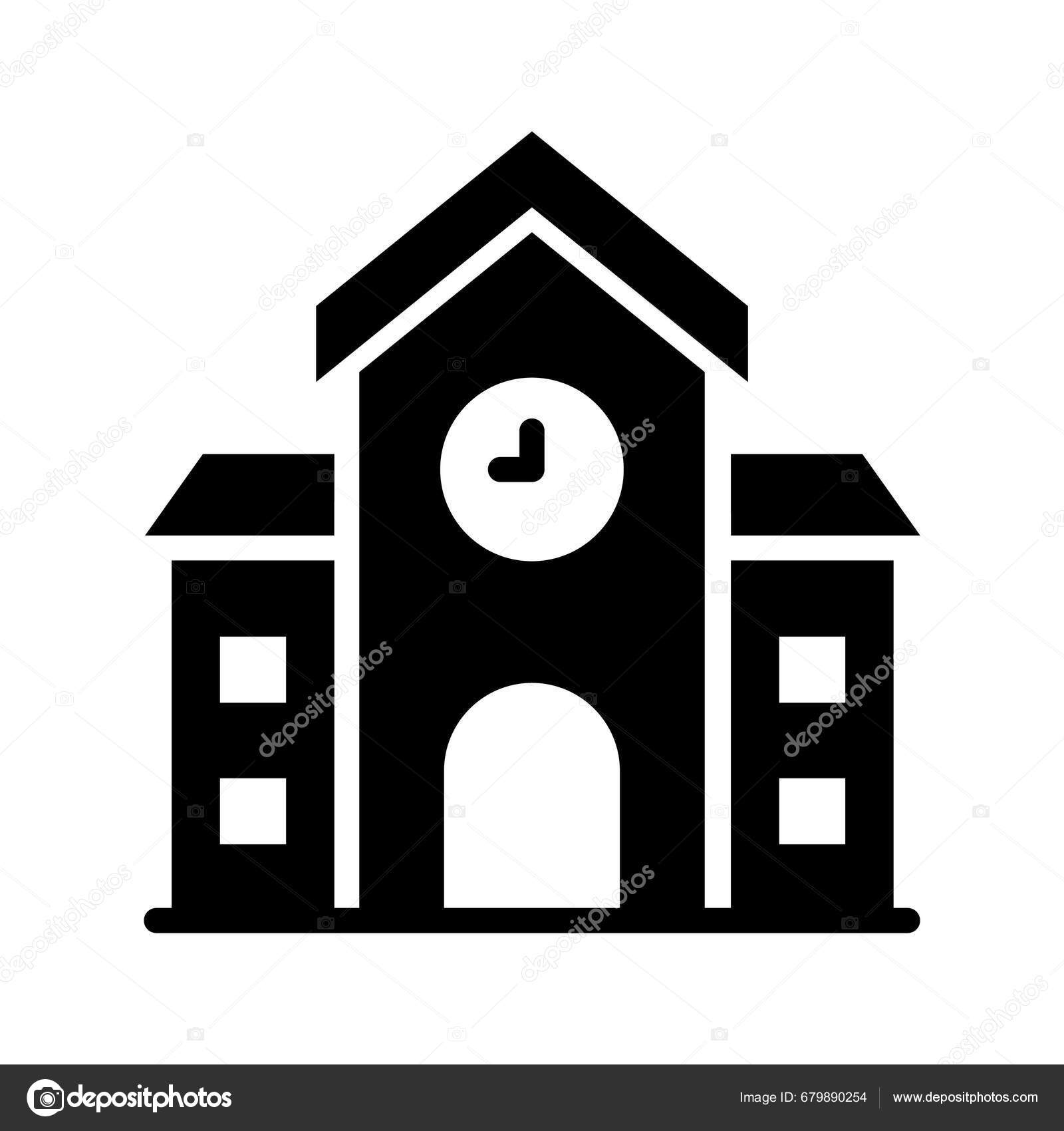 Check Amazing Icon School Building Isolated White Background Stock ...